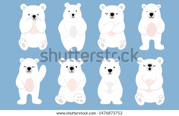 Simple White Bear Character Invitationprintablestickervector ...