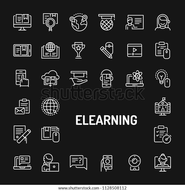 Simple White Line Icons Isolated Over 스톡 벡터(로열티 프리) 1128508112