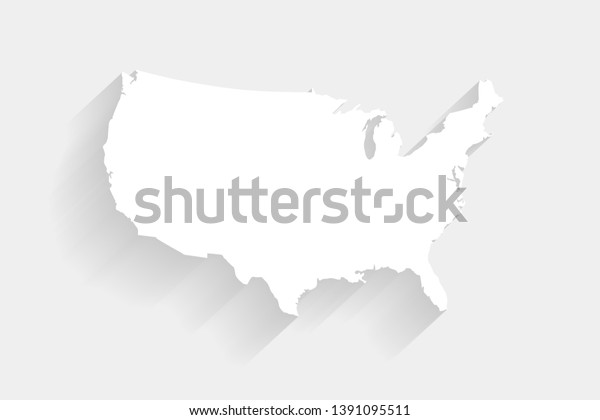 Simple White United States Map On Stock Vector (Royalty Free) 1391095511