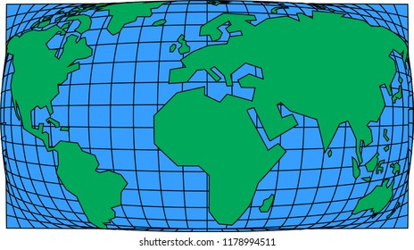 Simple World Map Fisheye Lens Style Stock Vector (Royalty Free ...