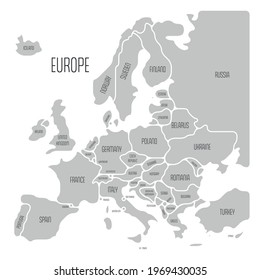 Simplified Smooth Map Europe Stock Vector (Royalty Free) 1969430035 ...