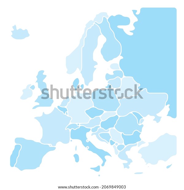 Simplified Smooth Map Europe Stock Vector (Royalty Free) 2069849003 ...