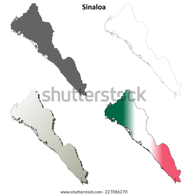 Sinaloa Blank Outline Map Set Stock Vector (Royalty Free) 227086270 ...