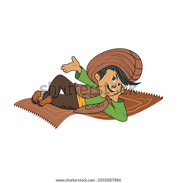 Sinbad Character On Flying Carpet Vector Stock Vector (Royalty Free ...