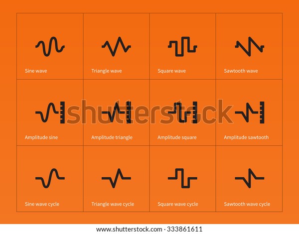 Vektor Stok Sine Sawtooth Triangle Wave Types Icons (Tanpa Royalti ...