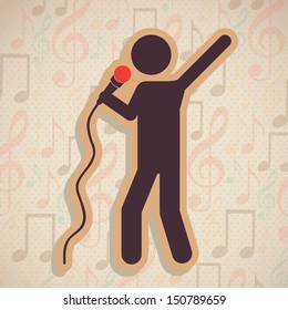 Sing Design Over Musical Notes Background Stock Vector (Royalty Free ...