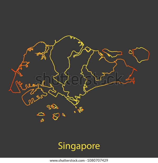 Singapore Gradient Outlinestroke Map Administrative Division: vector de ...
