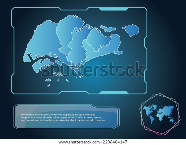Singapore Map Infographic Technology Blue Color Stock Vector (Royalty ...