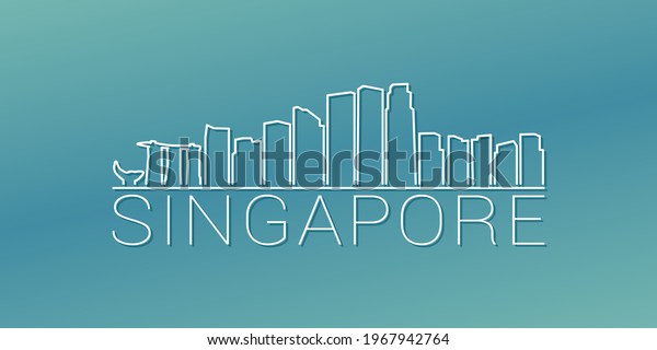 Singapore Skyline Linear Design Flat City Stock Vector (Royalty Free ...