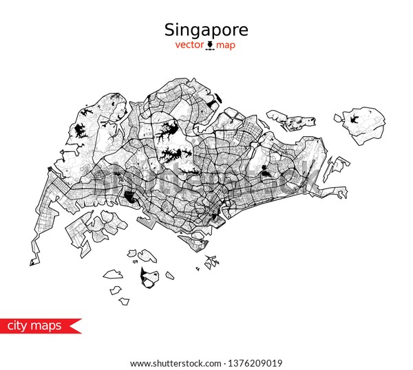 Singapore Vector Map Urban Area Highly Stock Vector (Royalty Free ...