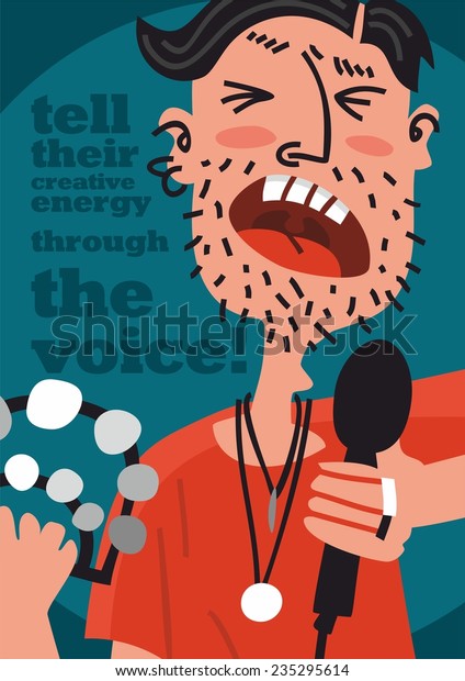 Singer On Stage Portrait Poster Stock Vector (Royalty Free) 235295614 ...