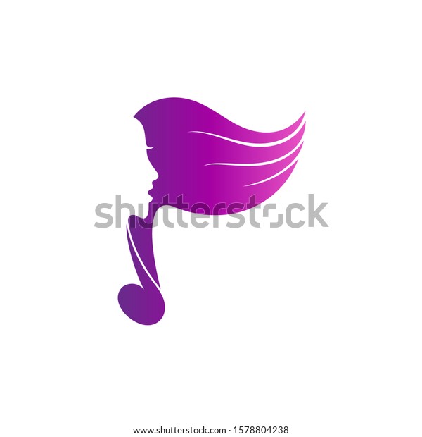 Singer Silhouette Music Note Logo Design Stock Vector (Royalty Free ...