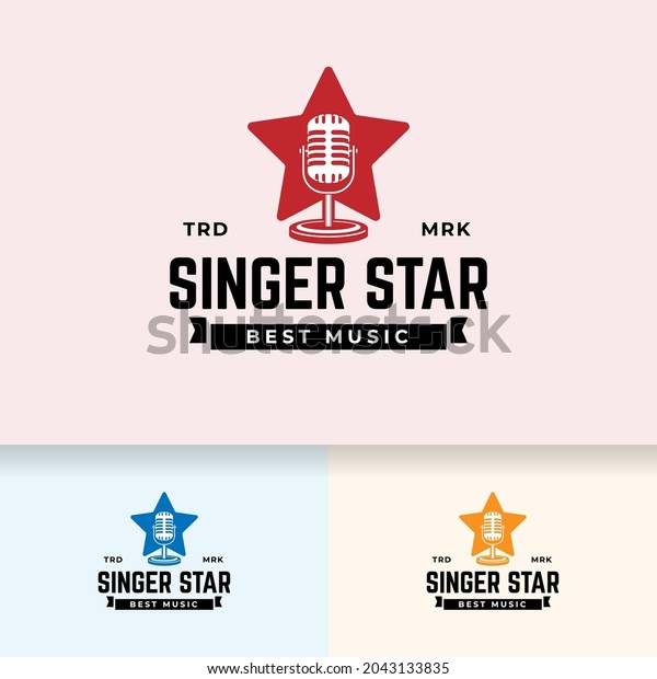 Singer Star Logo Template Microphone Silhouette Stock Vector (Royalty ...