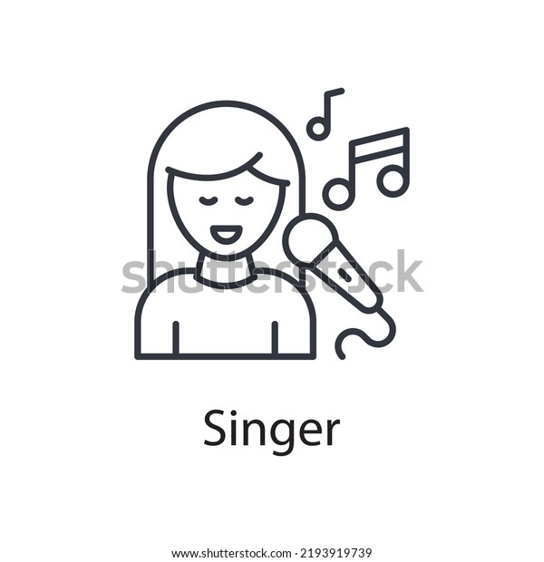 Singer Vector Outline Icon Design Illustration Stock Vector (Royalty ...