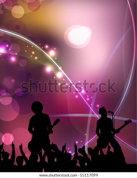 Singers Crowd Fans Vector Concert Poster Stock Vector (Royalty Free ...