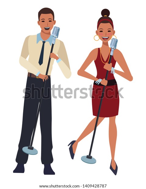 Singers Microphone Avatar Cartoon Character Vector Stock Vector ...