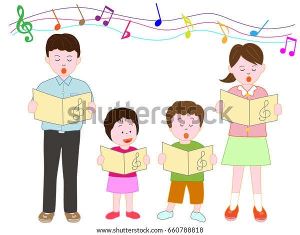 Vector de stock (libre de regalías) sobre Singing Family660788818