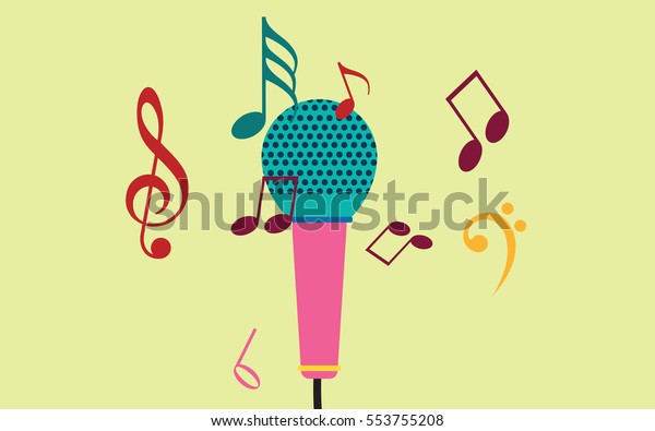 Singing Mic Abstract Graphics Music Notes Stock Vector (Royalty Free ...