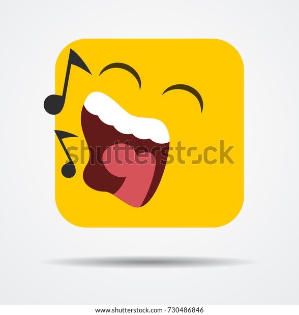 Singing Square Emoticon Flat Design Stock Vector (Royalty Free ...