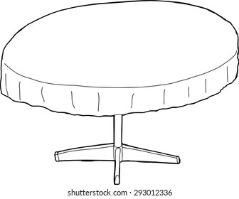 Single Cartoon Round Table Tablecloth Outline Stock Vector (Royalty ...