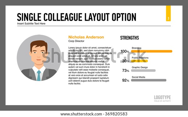 Single Colleague Layout Option Slide Template Stock Vector (Royalty ...