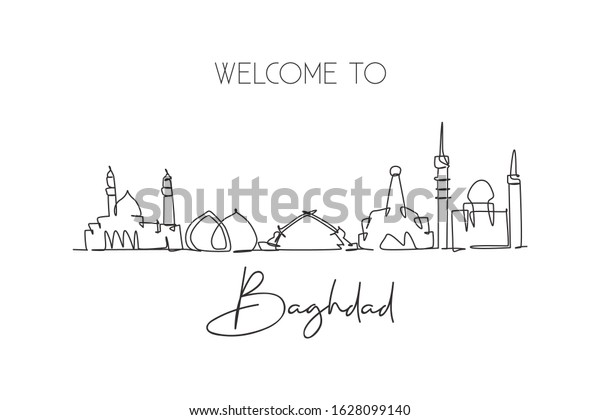 Single Continuous Line Drawing Baghdad City Stock Vector (Royalty Free ...