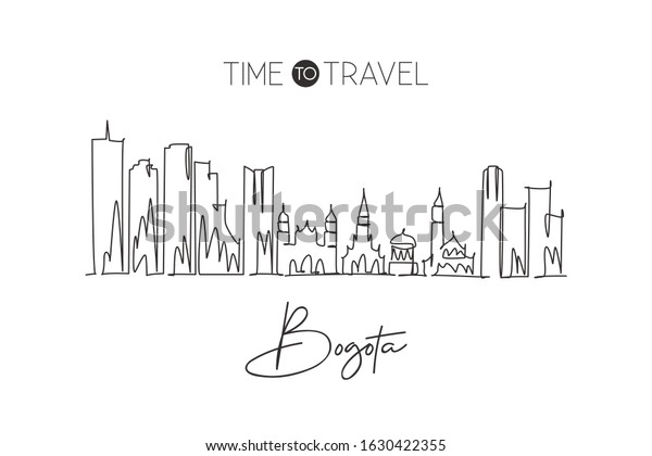 Single Continuous Line Drawing Bogota City Stock Vector (Royalty Free ...
