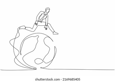 Single Continuous Line Drawing Businessman Jumping Stock Vector ...