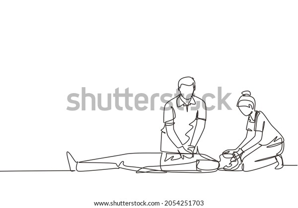 Single Continuous Line Drawing Emergency Doctors Stock Vector (Royalty ...