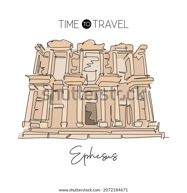 Single Continuous Line Drawing Ephesus Ancient Stock Vector (Royalty ...