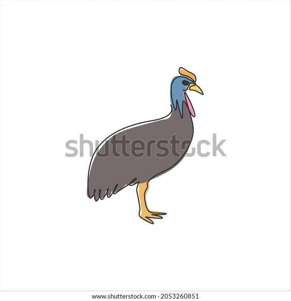 Single Continuous Line Drawing Exotic Cassowary Stock Vector (Royalty ...