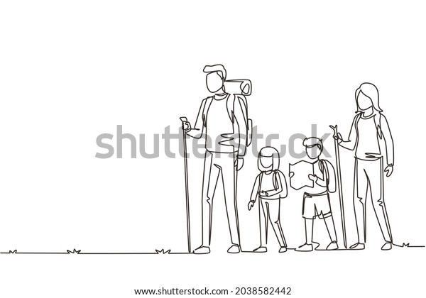 Single Continuous Line Drawing Family Goes Stock Vector (Royalty Free ...