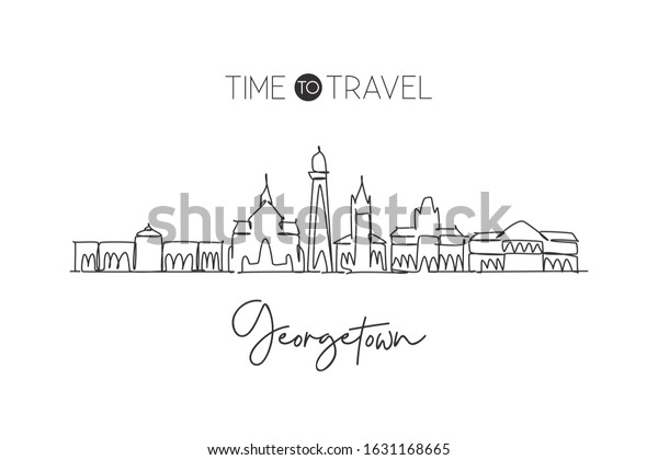 Single Continuous Line Drawing Georgetown Skyline Stock Vector (Royalty ...