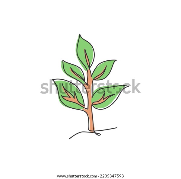 Single Continuous Line Drawing Green Natural Stock Vector (Royalty Free ...