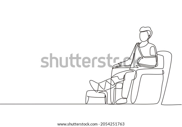 Single Continuous Line Drawing Injured Patient Stock Vector (Royalty ...