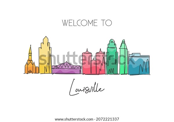 Single Continuous Line Drawing Louisville City Stock Vector (Royalty ...