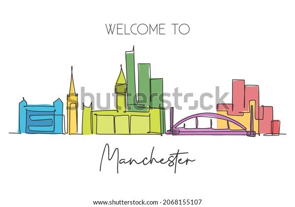 Single Continuous Line Drawing Manchester City Stock Vector (Royalty ...