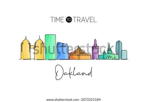 Single Continuous Line Drawing Oakland City Stock Vector (Royalty Free ...