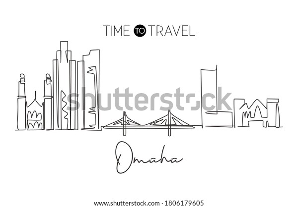 Single Continuous Line Drawing Omaha City Stock Vector (Royalty Free ...