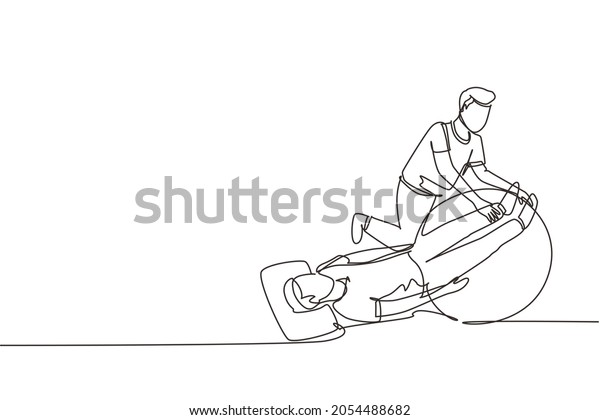 Single Continuous Line Drawing Physiotherapy Rehabilitation Stock ...