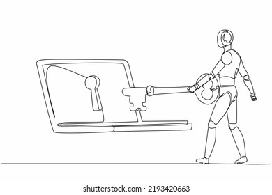 Single Continuous Line Drawing Robot Putting Stock Vector (Royalty Free) 2193420663 | Shutterstock