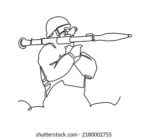 Single Continuous Line Drawing Soldier Holding Stock Vector (Royalty ...