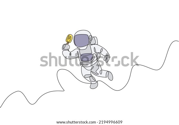 Single Continuous Line Drawing Spaceman Flying Stock Vector (Royalty ...