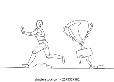Single Continuous Line Drawing Stressed Robot Stock Vector (Royalty ...