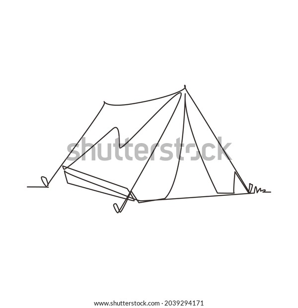 Single Continuous Line Drawing Tent Camping: เวกเตอร์สต็อก (ปลอดค่า ...