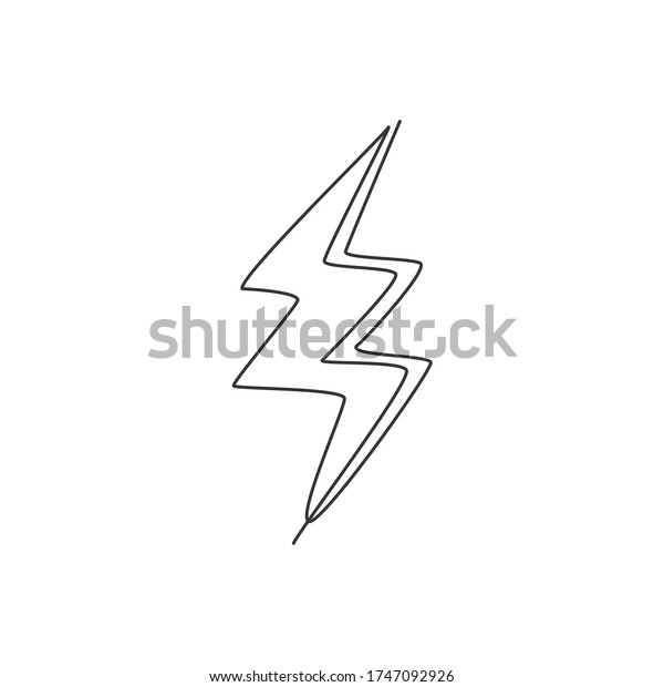 Single Continuous Line Drawing Thunder Light Stock Vector (Royalty Free ...