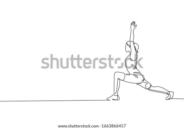 Single Continuous Line Drawing Young Sportive Stock Vector (Royalty ...