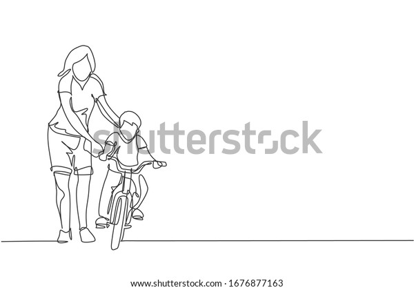 Single Continuous Line Drawing Young Kids Stock Vector (Royalty Free ...
