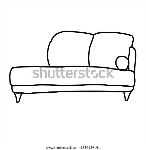 Single Daybed Drawing Doodle Style Isolated Stock Vector (Royalty Free ...