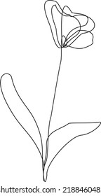 Single Flower One Line Drawing Easy Stock Vector (Royalty Free ...